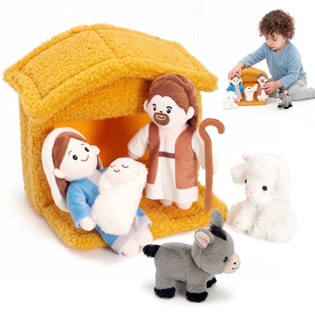 Christmas Nativity Plush Toy Set, with Baby Jesus, Mary, Joseph ...