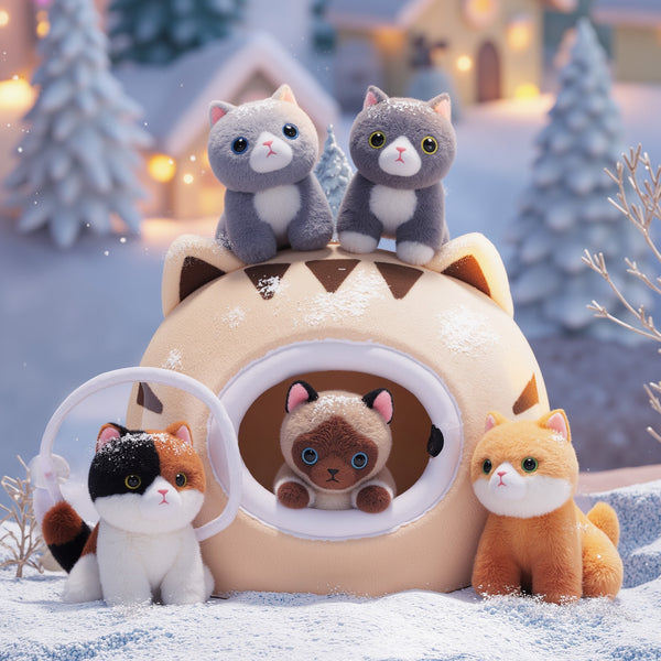 Personalized Cute Plush Cat House Toy Set with 5 Kittens – GB.ouozzzshop