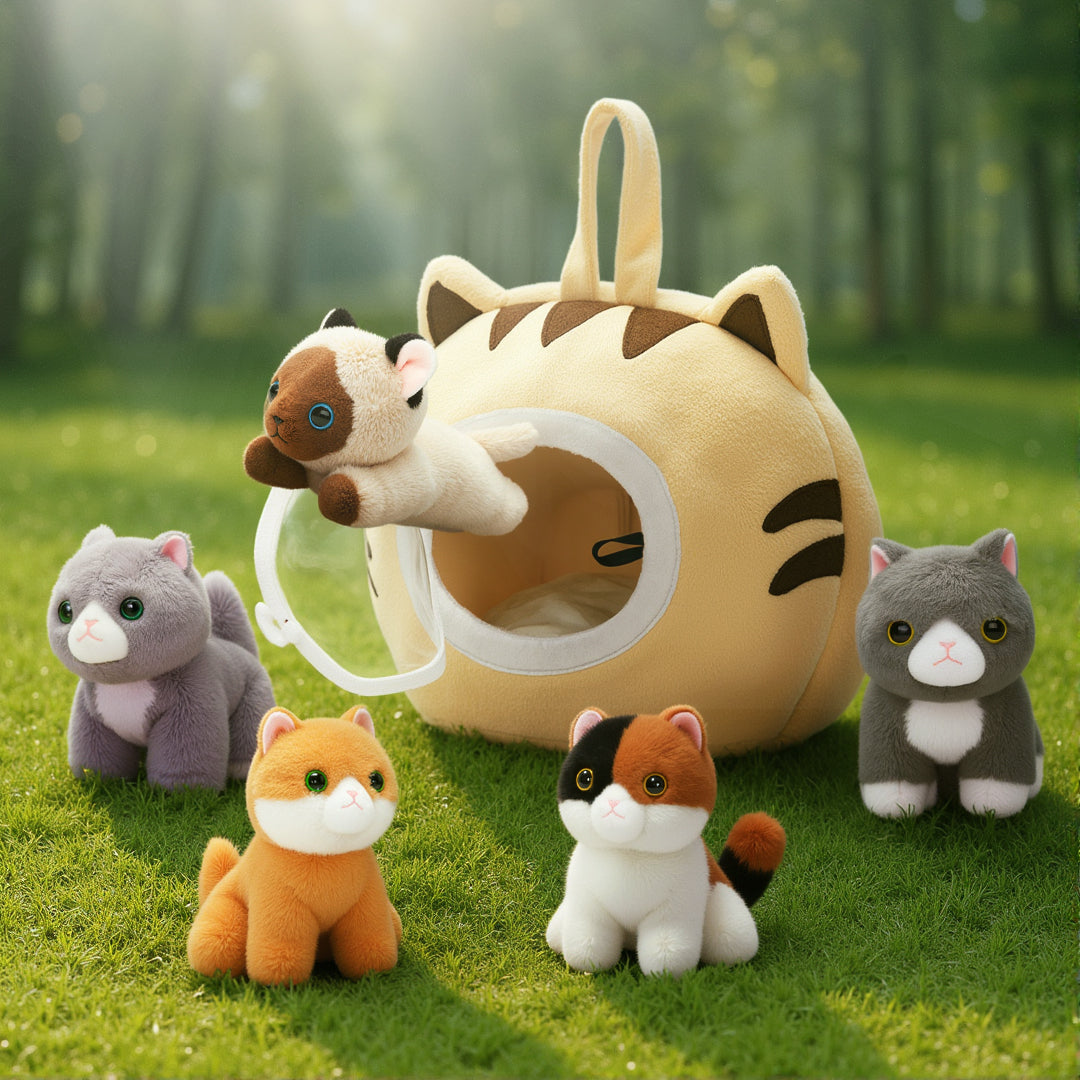 Personalized Plush Cat House Toy Set for Toddlers Kids, Cat Teddy Plush ...